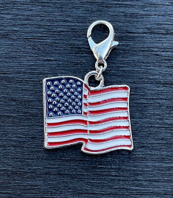 USA Flag Dangle Charm for Memory Locket, Zipper Pull, Purse, Backpack ...