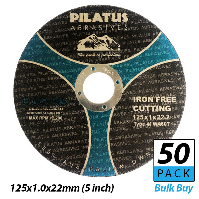 125mm (5 inch) thin 1mm Iron Free Metal Cutting Discs (125×1.0x22 ...