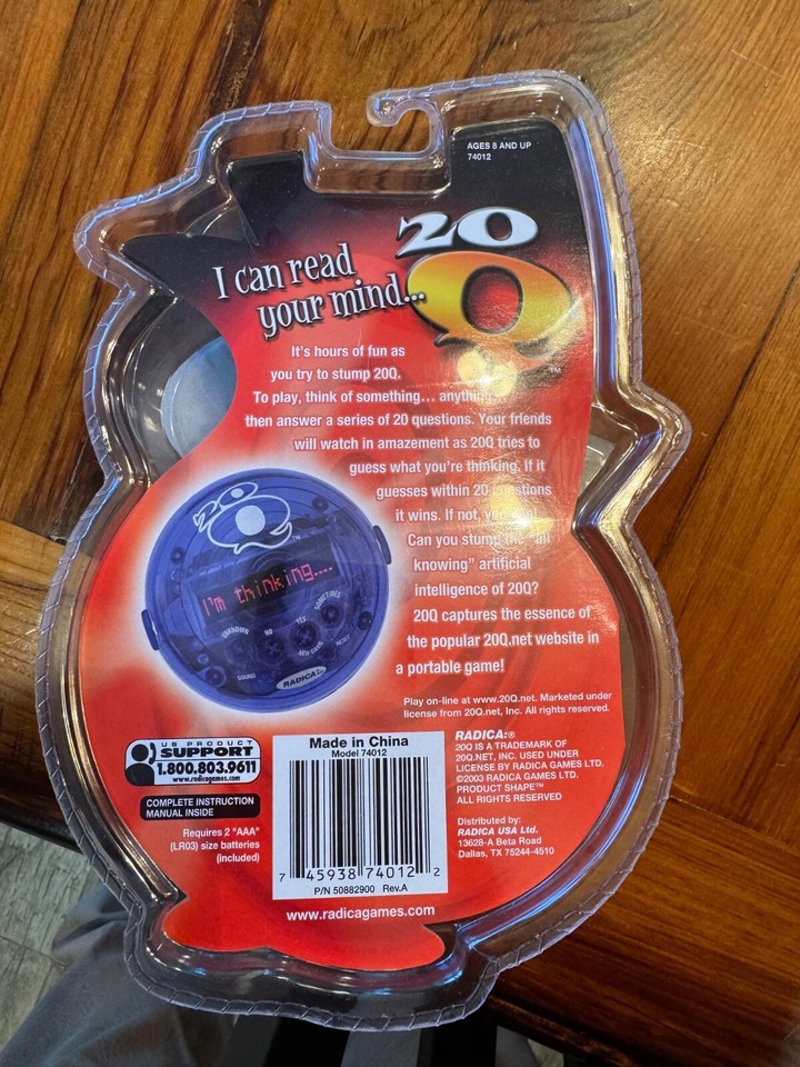 Radica 20Q 20 Questions Handheld Electronic Game Purple New SEALED (Rc ...