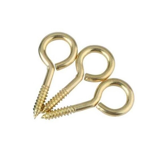 Brass-Plated Screw Eye Hooks 0#-14# Eyelet Loop Hook Hang Picture ...