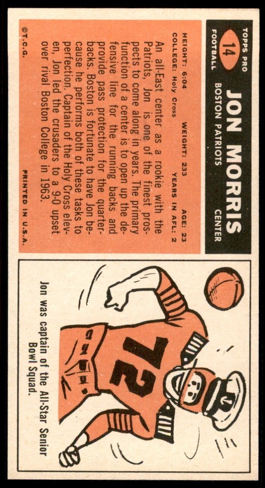 1965 Topps #14 Jon Morris NM/MT **AA-5093** | eBay
