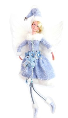 Blue White snow Angel blue Angel Christmas Santa Fairy 12" Ornament | eBay