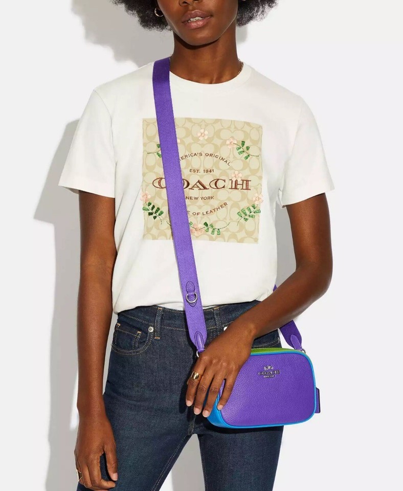 COACH Mini Jamie Camera Bag & Medium Wallet In Leather Sport Purple ...