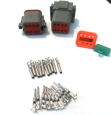 Deutsch DT 8 Pin Gray Connector Kit w/ 14-18AWG Size 16 Contacts- MADE ...