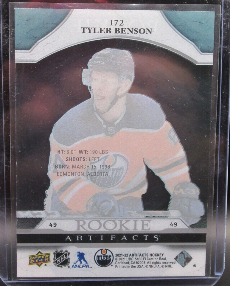 2020-21 Artifacts Clear Cut #172 Tyler Benson Rookie RC Card Edmonton ...
