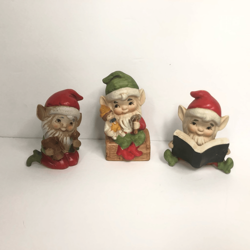 homco christmas elves toy maker figurines 5406 pixie gnomes set one ...