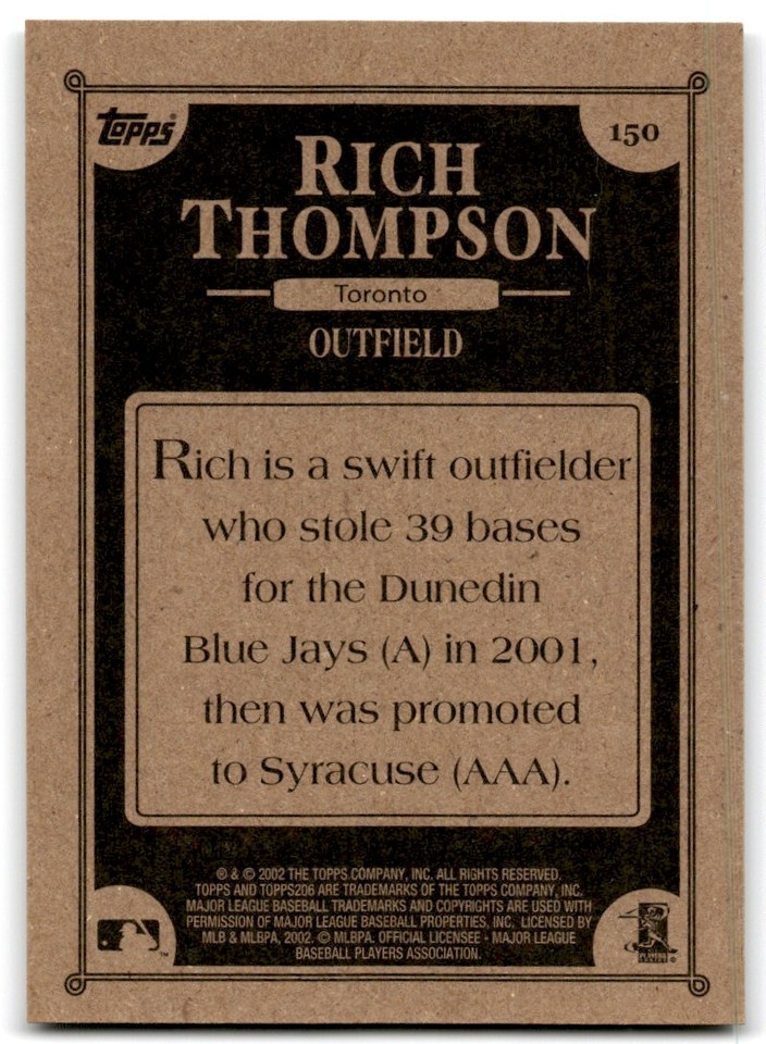 2002 Topps 206 Rich Thompson Baseball Cards #150 | eBay