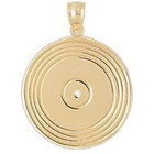 New 14k Yellow Gold LP Record Disc Pendant | eBay