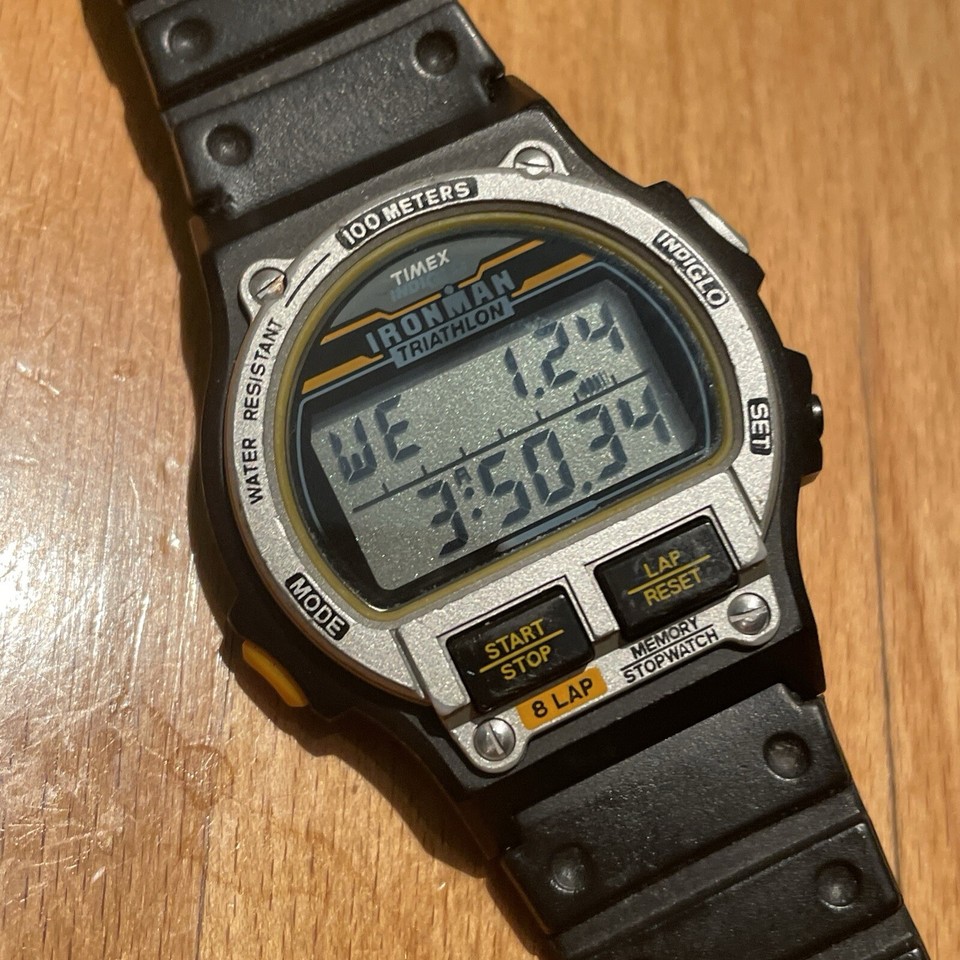 Timex Ironman Triathlon 8 Lap Vintage 1992 Watch Chronograph Alarm | eBay
