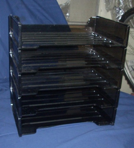 5 Tier Stackable Rubbermaid File Organizer Tray Desk Paper Document ...