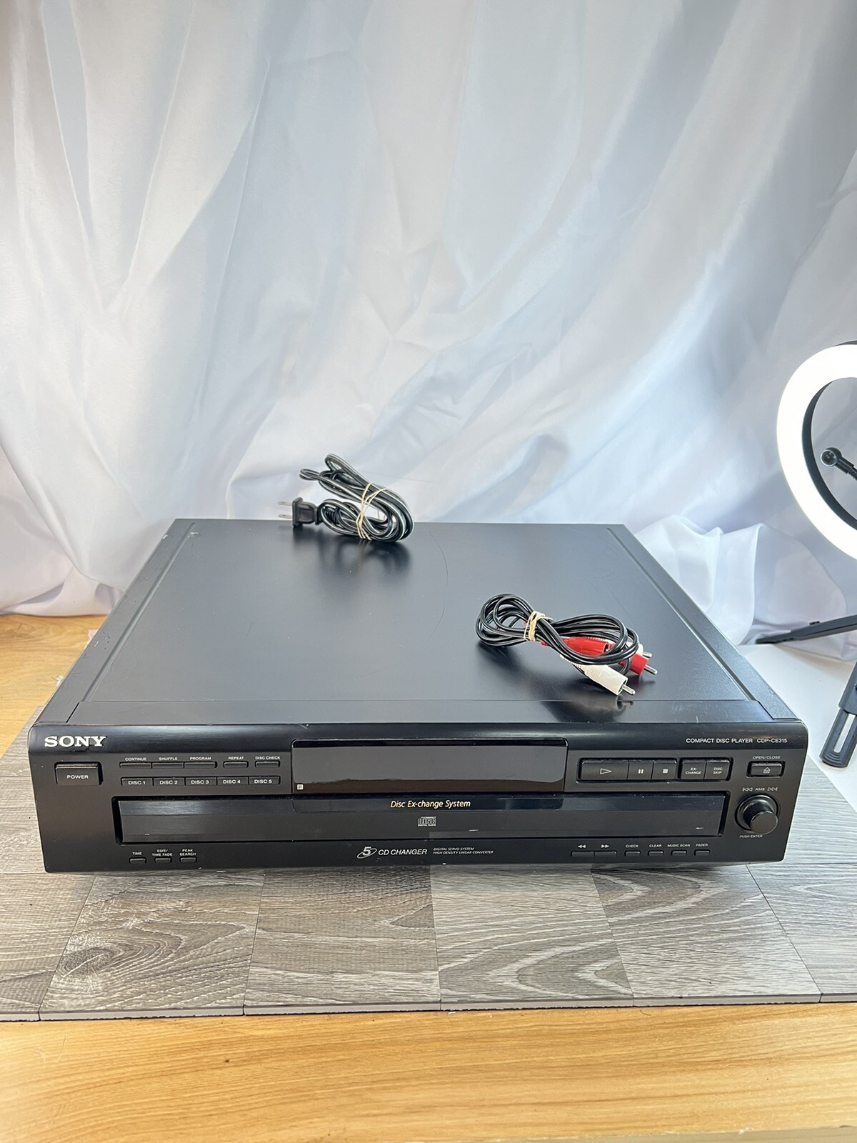 Sony 5 Disk CD Changer Home Audio CDP-CE315 Stereo TESTED W/ AV Cables ...