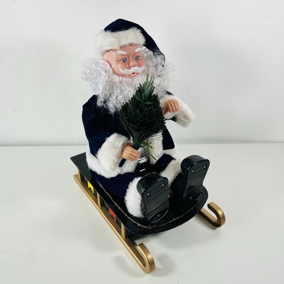 Vintage 16" Animated Moving Fiber Optic Santa Claus in a Sleigh ...