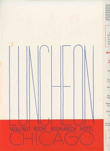 Walnut Room Bismarck Hotel Luncheon Menu Chicago Illinois 1964 | eBay