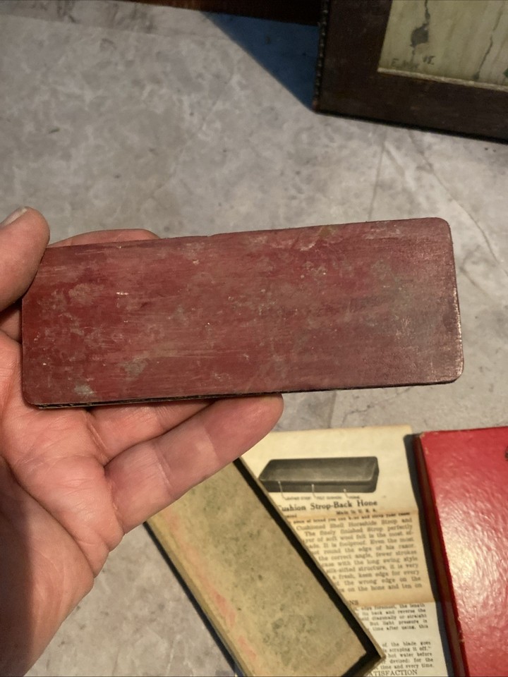 GEM CUSHIONED Straight Razor HONE STROP VINTAGE W/ BOX & PAPER | eBay