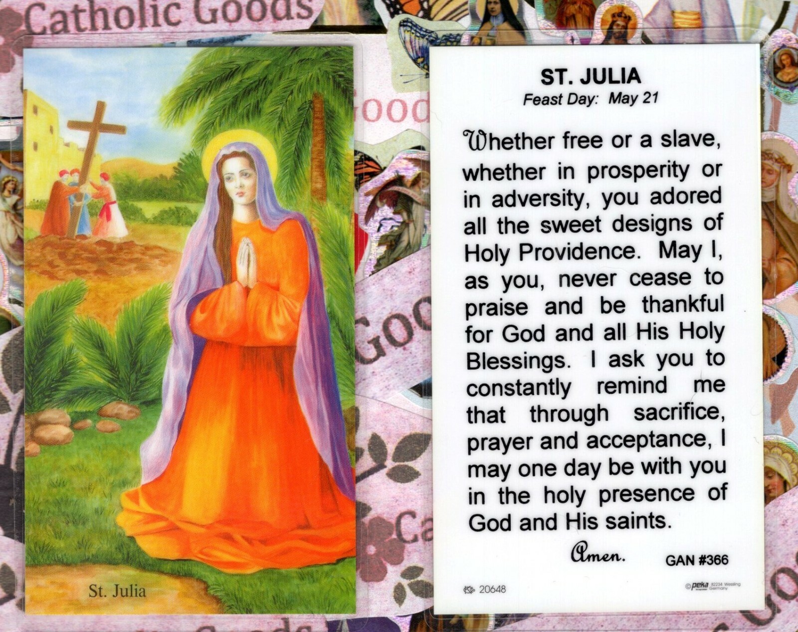 St. Saint Julia + Prayer - Laminated Holy Card GAN366 | eBay