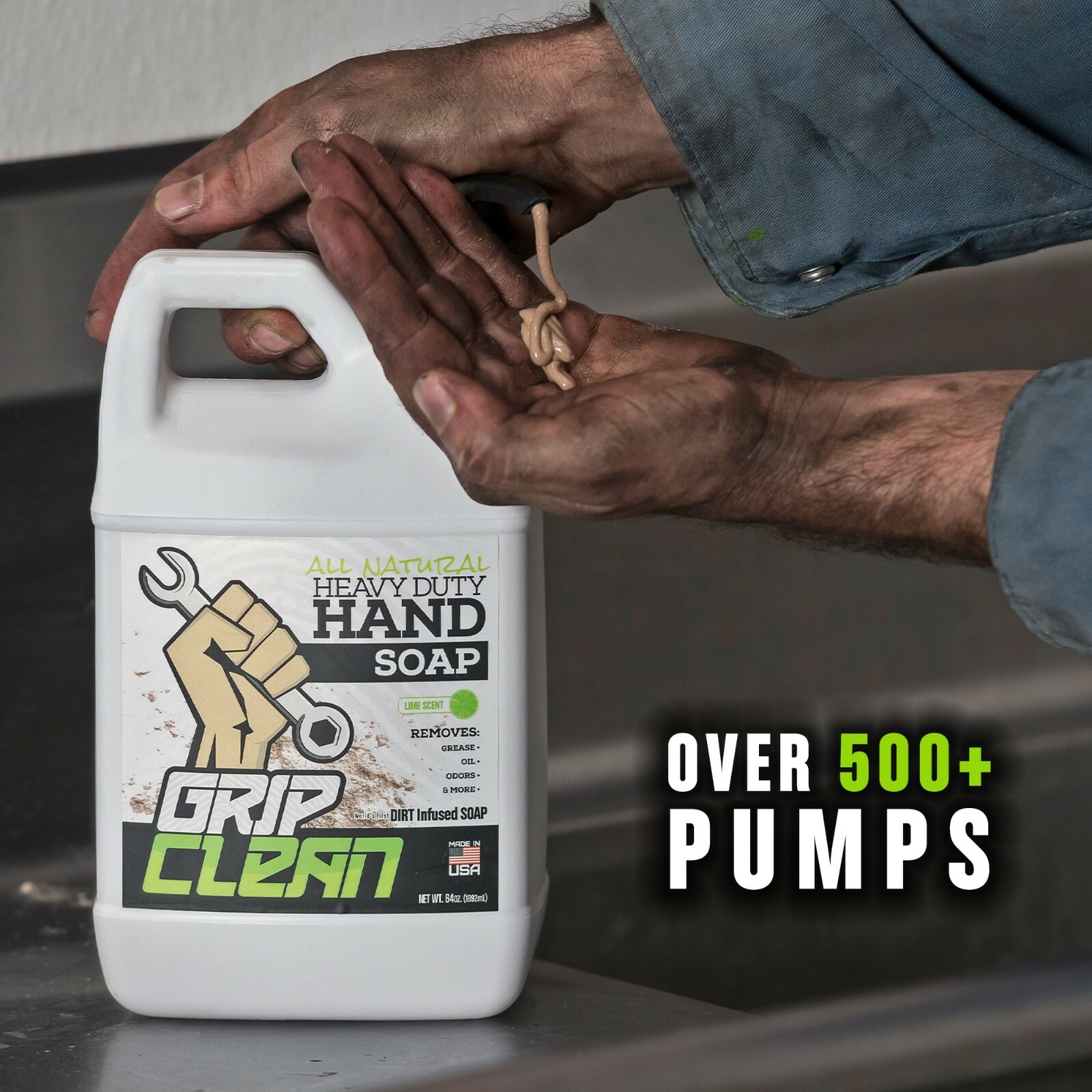 Grip Clean | Heavy Duty Mechanic Soap Hand Cleaner - Dirt-Infused, Lime ...