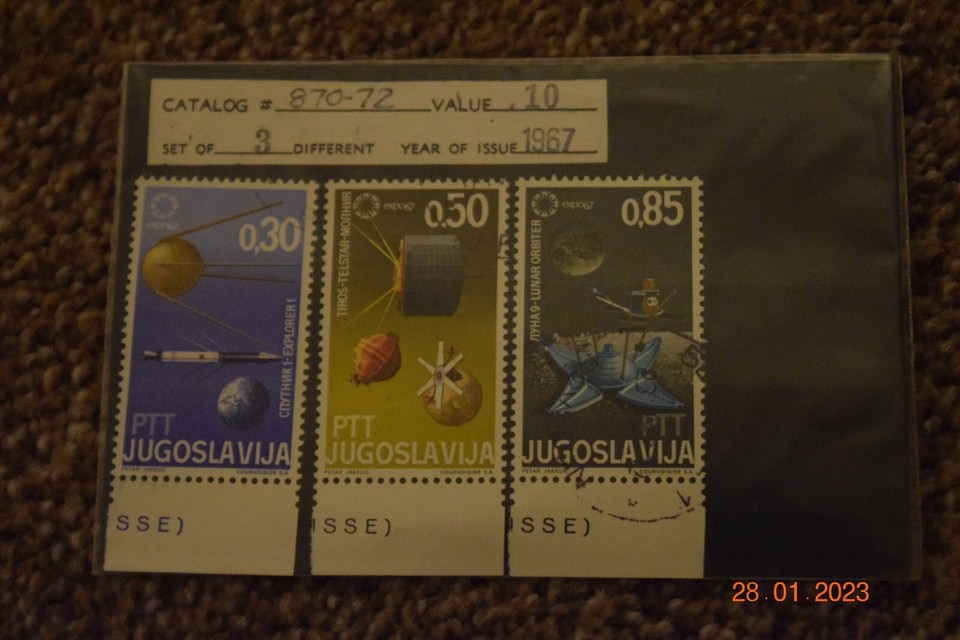 VINTAGE, YUGOSLAVIA, Cat# 870-72 Set (3) "Satellites," Lightly Canceled ...