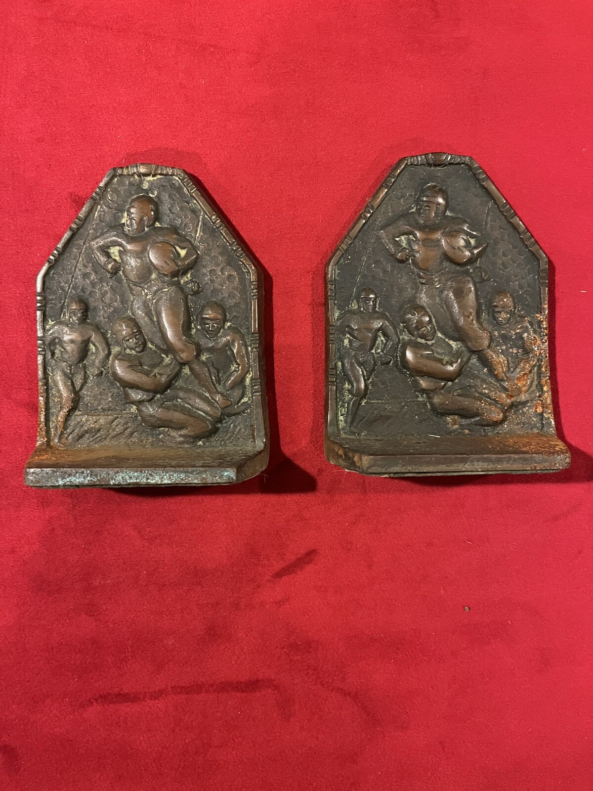 Antique Bookends c1925 Football Players Making "Tackle” Cast Iron CT ...