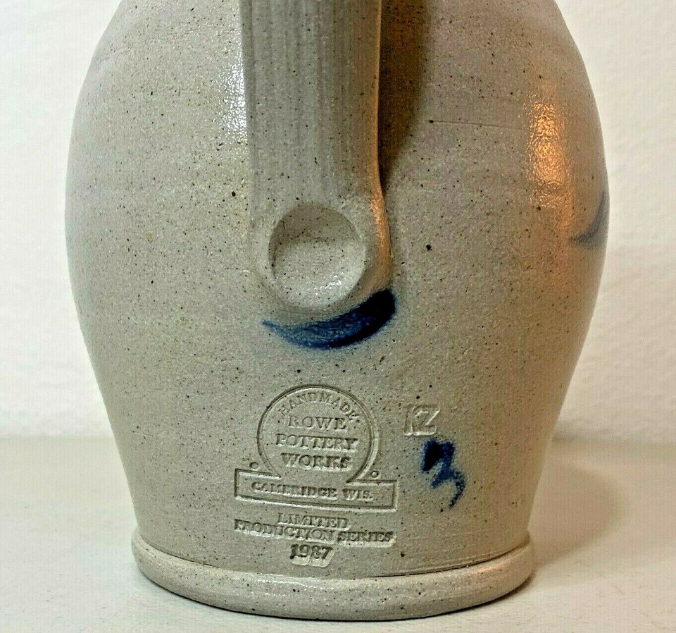 Rowe Pottery Works Heart Pitcher 1987 Limited Edition #475/500 Blue ...