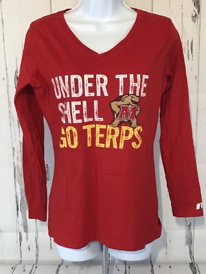 Womens Maryland “Under The Shell Go Terps” Red Long Sleeve T-Shirt ...