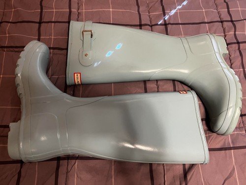 Hunter Pale Mint Gloss Boots Size 11, Gorgeous, but Used Once and ...