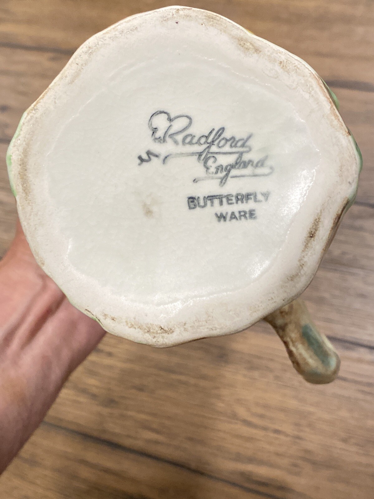 ED RADFORD PITCHER ENGLAND "BUTTERFLY WARE" POTTERY 9”H 1930 ART DECO ...