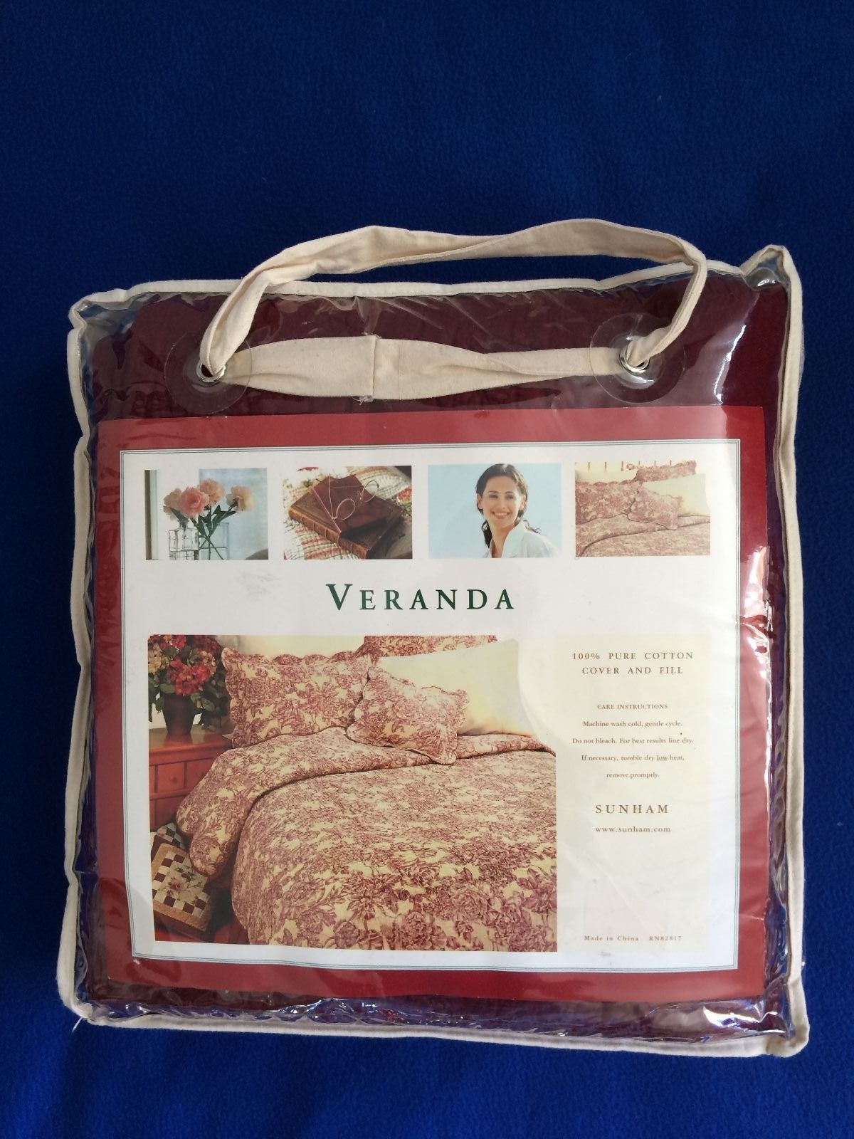 NWT Sunham Veranda cotton quilt and shams, Floral, Red,Full/Queen ...