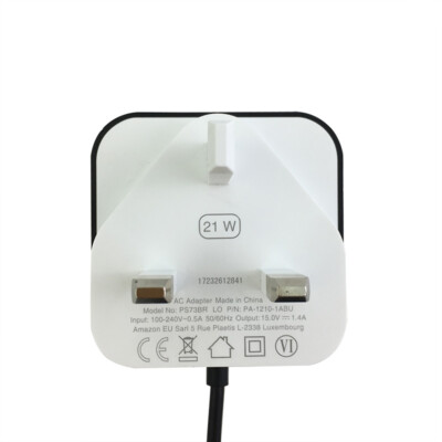 Original Amazon Echo and 2nd Gen Fire TV Charger Power AC Adapter BLK ...