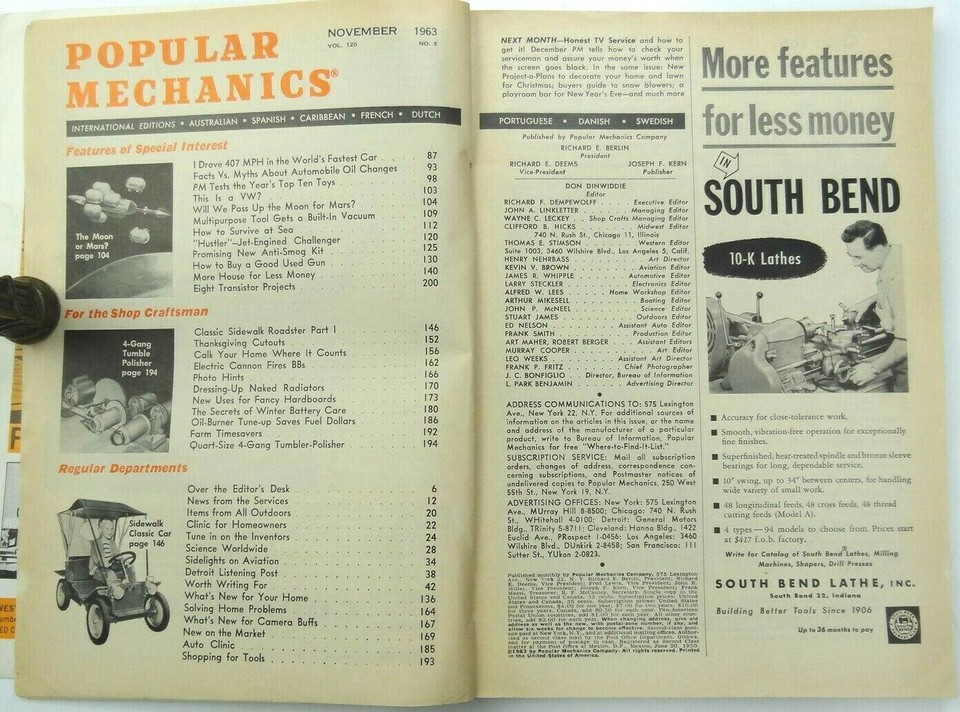 Popular Mechanics Magazine November 1963 Moon Or Mars Survive At Sea ...