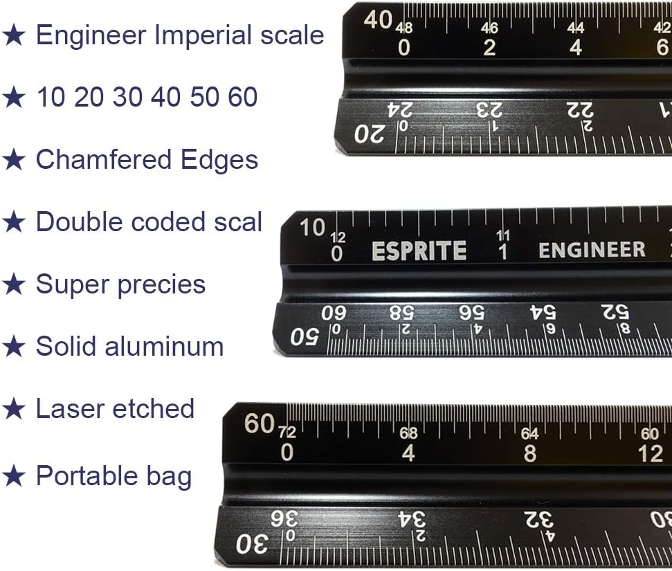 Triangular Scale Ruler Set, Architectural & Engineering Drafting Scales ...