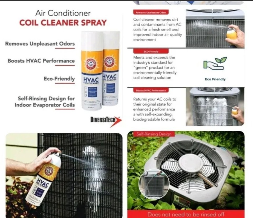 Arm & Hammer AC Air Conditioner HVAC Coil Cleaner Spray Evaporator ...