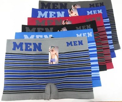 New 6 Pack Mens Underwear TAGLESS Boxer Briefs Comfort Flex Waistband ...
