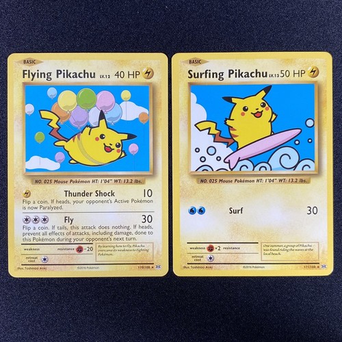 Pokemon TCG - Flying Pikachu & Surfing Pikachu Secret Rare Set XY ...
