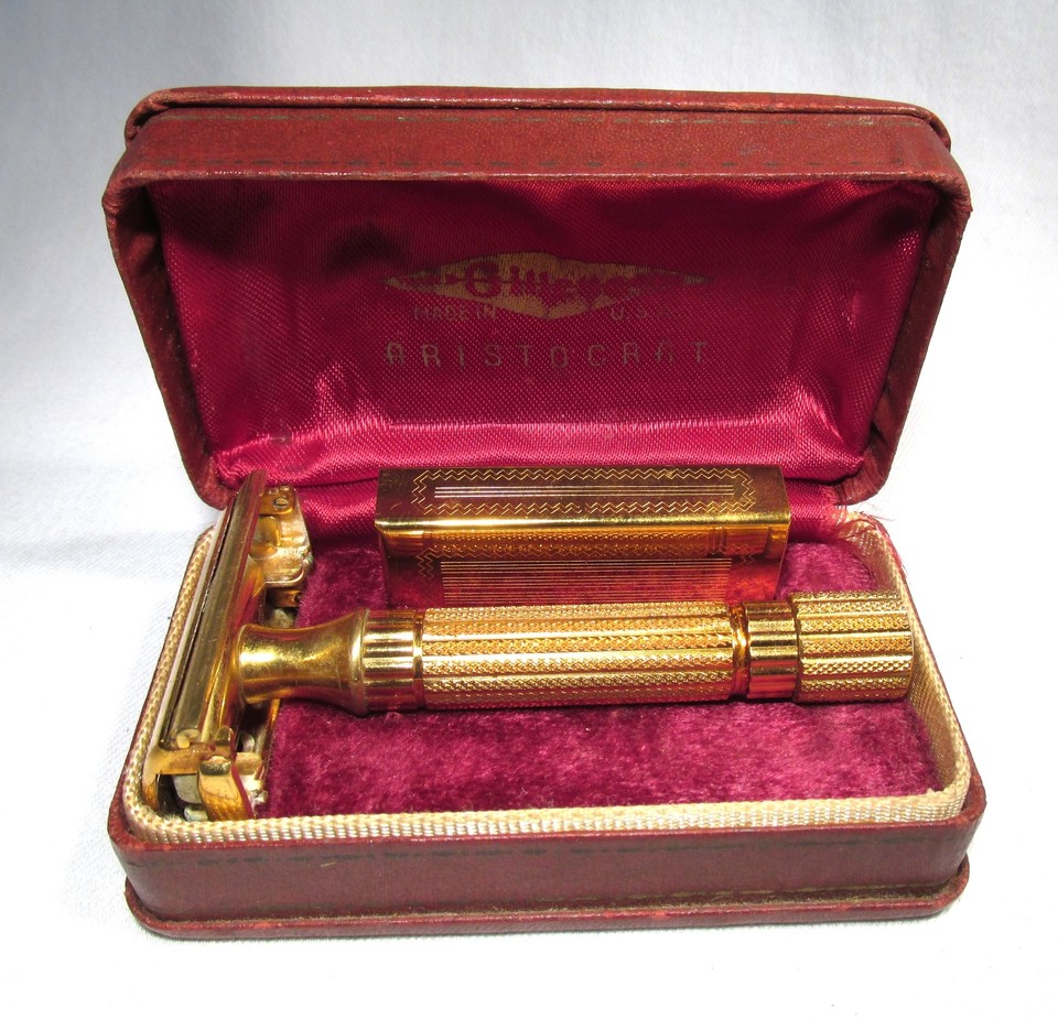 Antique Gillette Aristocrat Gold Tone Safety Razor in Box C3966 | eBay