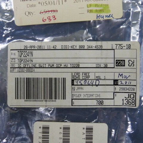 POWER INTEGRATIONS TOP224YN Qty of 25 per Lot IC OFFLINE SWIT PWM OCP ...