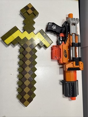 Nerf Alpha Trooper & Minecraft Sword Pickaxe Bundle Nerf Minecraft Toys ...