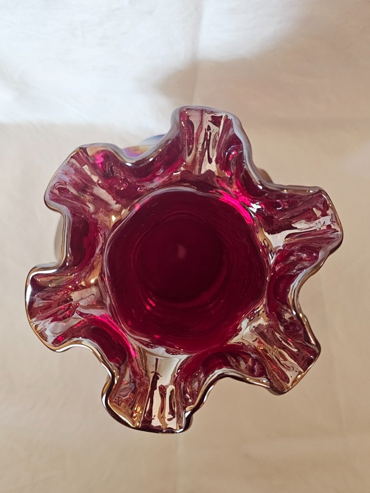 Fenton Art Glass Iridescent Drapery Pattern Vase 8" tall | eBay