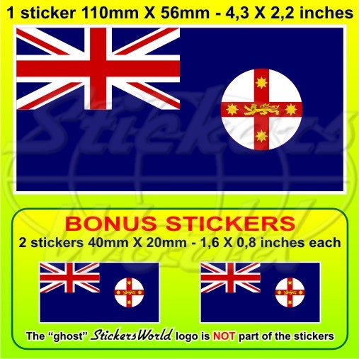 NEW SOUTH WALES Flag Australia NSW Australian Sticker, Decal 110mm x1+2 ...