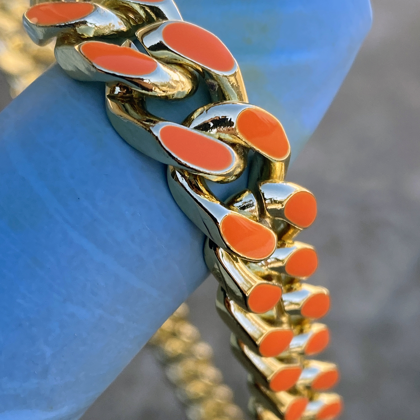 14K Gold Plated Orange Miami Cuban Link Chain 16"-24" Hip Hop Necklace ...