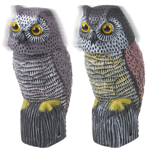 Owl Wind Action 360° Rotating Moving Head Ornament Garden Deter Bird ...