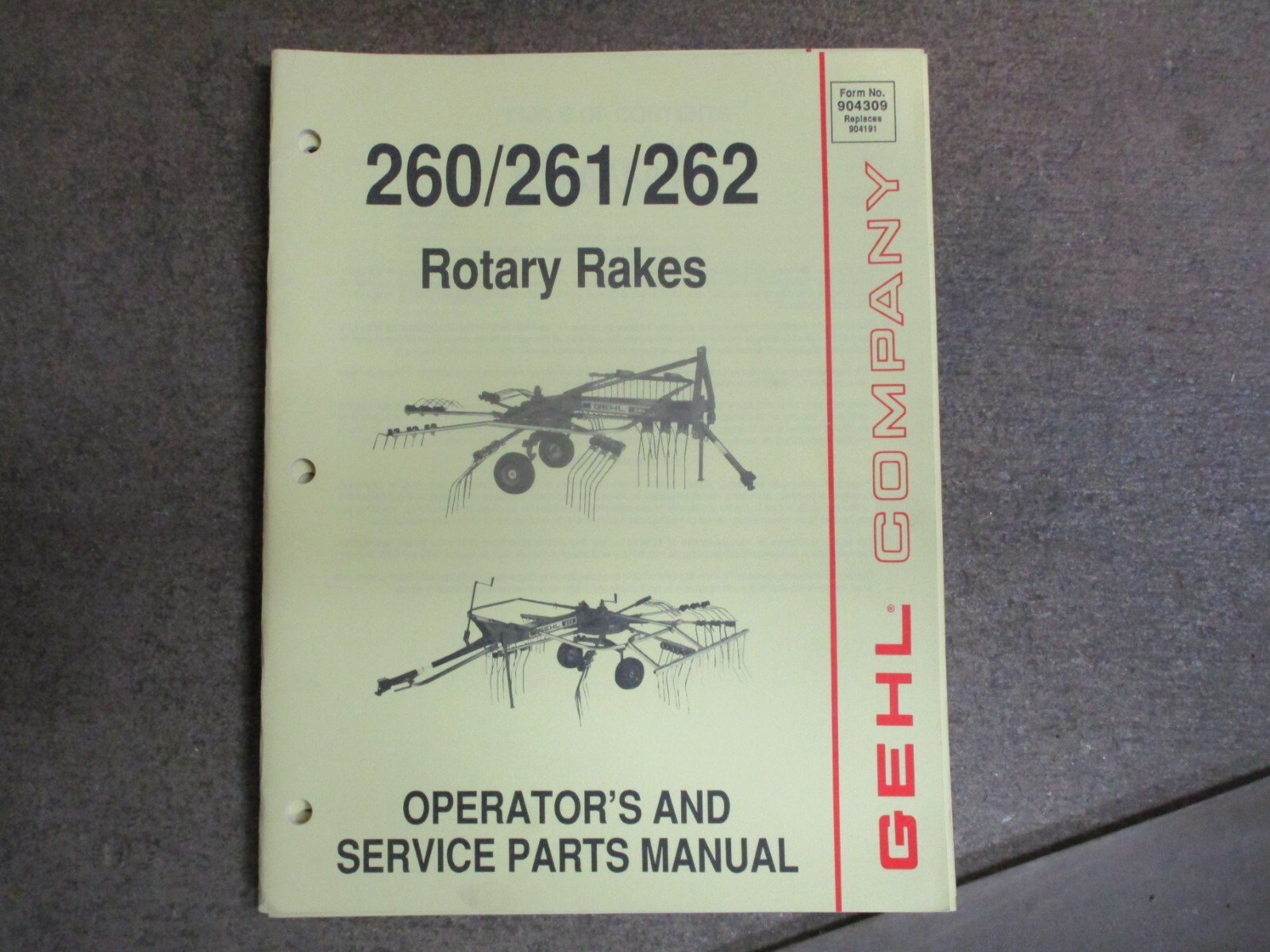 Gehl 260 261 262 Hay Rake Tedder Owners & Parts & Maintenance Manual | eBay