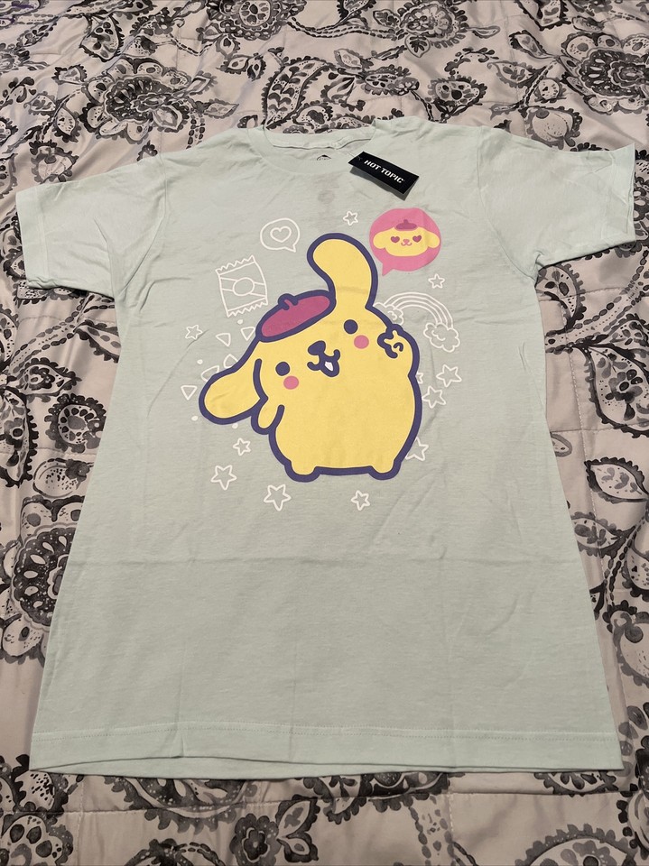 Sanrio X HotTopic Pompompurin Peace Sign Boyfriend Fit Girls T-Shirt ...