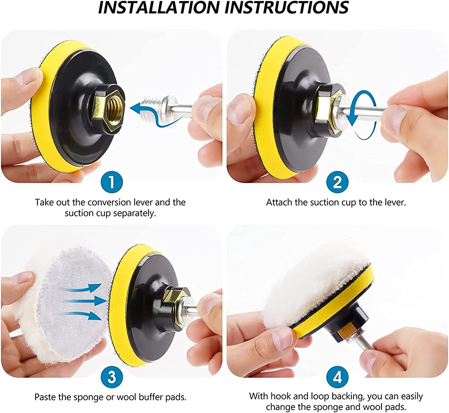 22Pcs 3 Inch 80Mm Car Foam Drill Polishing Pad Kit Buffing Sponge Pads ...