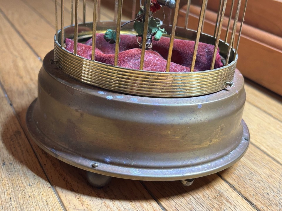 vintage German AUTOMATON SINGING BIRD IN CAGE | eBay