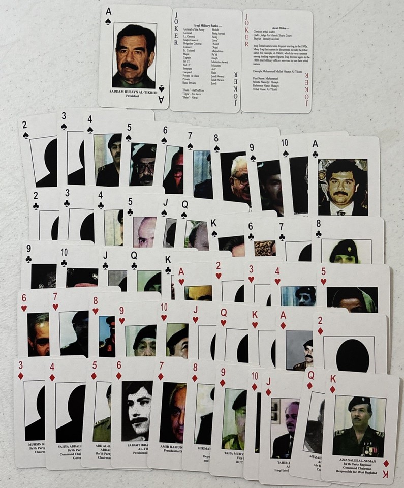 52 Iraq Most Wanted Limited Edition Playing Card Deck (2003) w/Saddam ...