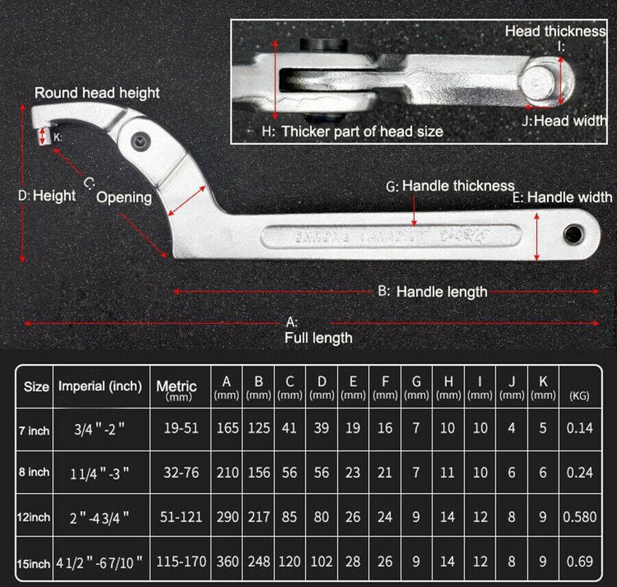 Adjustable Hook & Pin Spanner Wrench Tool For ATV Motorcycle Spring ...