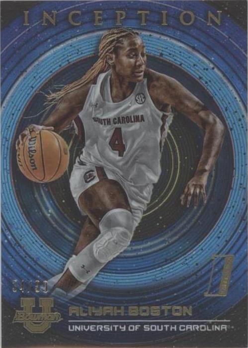 2022-23 Bowman Inception University - Aliyah Boston #55 Blue Foil V1 ...