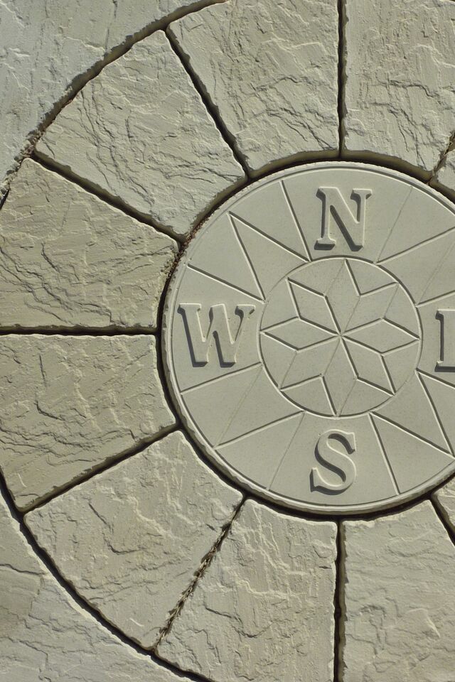 1.2m Buff Compass Circle + square off patio paving slabs [ Delivery ...
