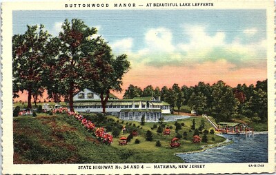 Postcard NJ Matawan Buttonwood Manor Lake Lefferts State Hwy 34 & 4 BJ6 ...