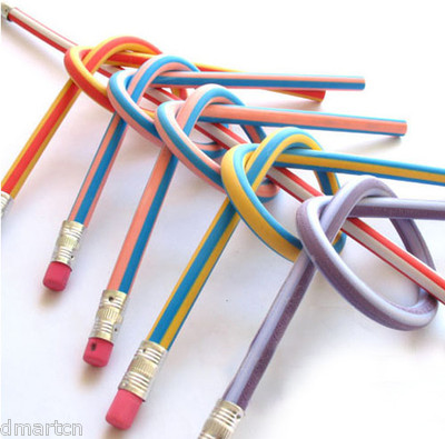 5 x Soft Flexible Bendy Pencils Smile Erasers Magic Bend Kids Children ...